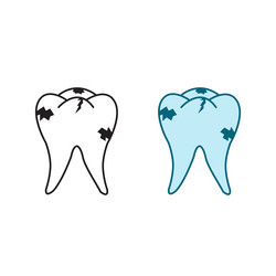 Cavity tooth logo icon colorful and outline Vector Image