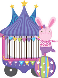 Cute circus rabbit with layer and kiosk Royalty Free Vector