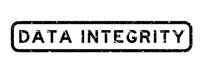 Grunge black data integrity word square rubber Vector Image