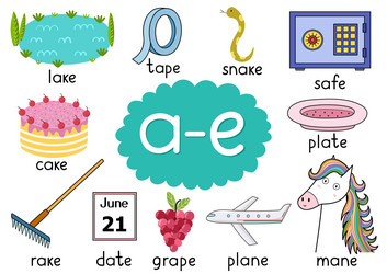 Ay digraph spelling rule educational poster set Vector Image