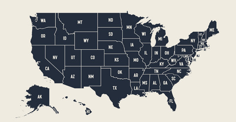 United States States Map Royalty Free Vector Image