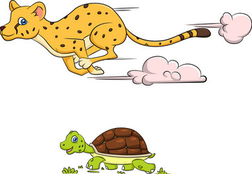 Rabbit runs fast and turtle slow Royalty Free Vector Image