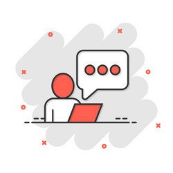 People with laptop computer icon in comic style Vector Image