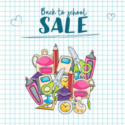 Back to school sale doodle clip art greeting card Vector Image