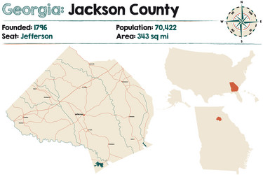 Map jackson county in georgia Royalty Free Vector Image