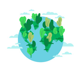 Globe earth map with shadow on a white background Vector Image