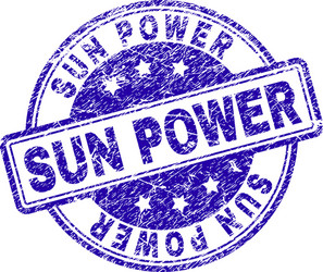 Scratched textured sun power stamp seal Royalty Free Vector