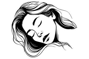 Sleeping girl portrait hand drawn ink sketch Vector Image