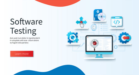 Computer testing landing page software Royalty Free Vector