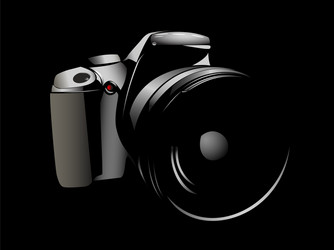 Camera logo white on a black background Royalty Free Vector