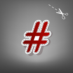 Hashtag sign red icon Royalty Free Vector Image