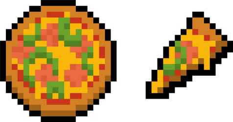 Pizza pixel art piece is pixelated fast Royalty Free Vector