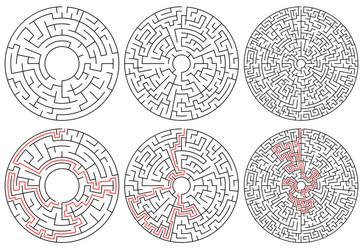 Maze labyrinth round circular Royalty Free Vector Image
