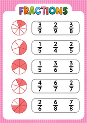 Fractions with visual pie charts Royalty Free Vector Image