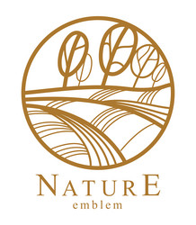 Linear drawing landscape with trees in a shape Vector Image