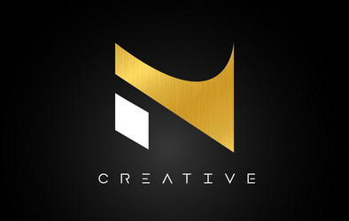 N melted golden letter logo design creative Vector Image