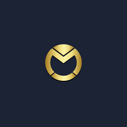 Round abstract letter m technology gold logo Vector Image