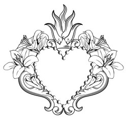 Sacred heart engraving Royalty Free Vector Image
