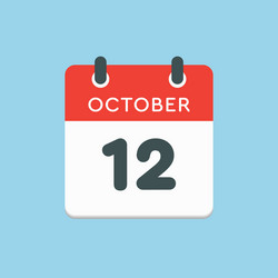 Calendar icon day 12 october template date Vector Image