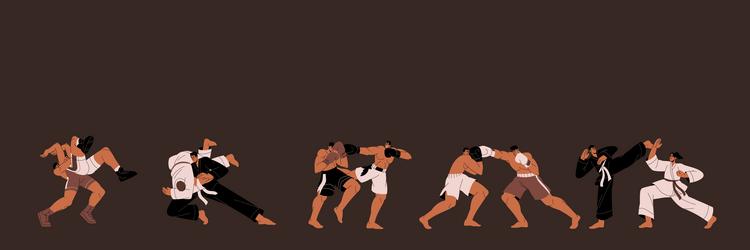 Martial arts set athletes wrestling fighting Vector Image