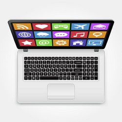 Laptop with apps icons Royalty Free Vector Image