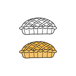 Doodle colored and outline pie Royalty Free Vector Image