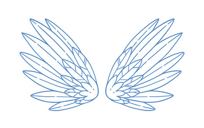 Beautiful wide open angel wings monochrome Vector Image