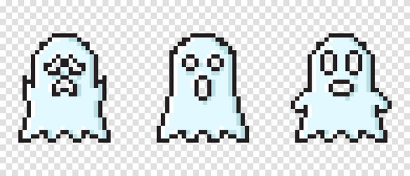 Set of pixel art ghost character ghosts Royalty Free Vector