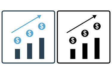 Stock market chart icon with dollar Royalty Free Vector