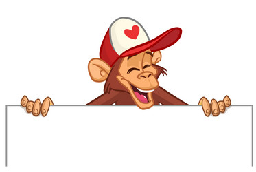 Cartoon monkey chimpanzee holding blank empty Vector Image