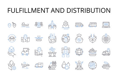 Fulfillment and distribution line icons collection