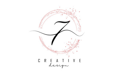 Handwritten 6 six number logo with dust pink Vector Image
