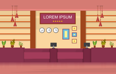 Hotel check in reception desk lobby room Vector Image