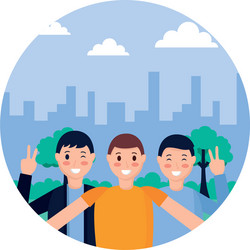 Three men posing portrait Royalty Free Vector Image