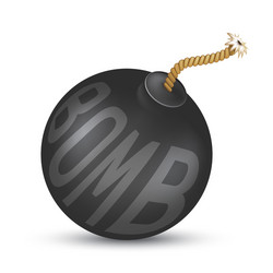 Black round bomb with burning wick Royalty Free Vector Image