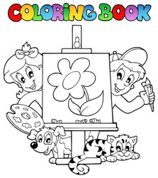 Coloring book kids play theme 1 Royalty Free Vector Image