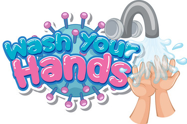 Wash your hands poster design with girl washing Vector Image