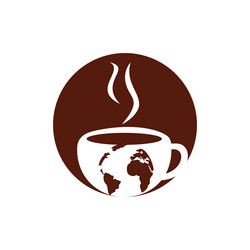 Creative coffee cup with globe map logo design Vector Image