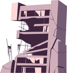 Destroyed building damaged structure cartoon Vector Image