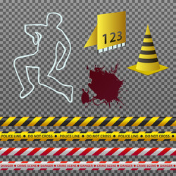 Set three yellow marker crime scene Royalty Free Vector