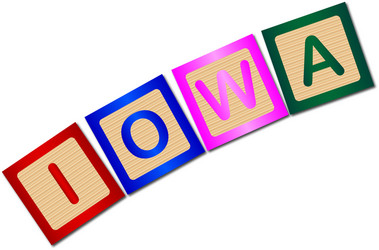 Iowa wooden block letters Royalty Free Vector Image