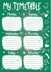 School timetable template on copy book sheet Vector Image