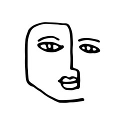 Simple doodle faces human abstract line face Vector Image