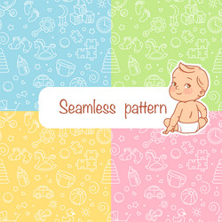 Little baby child objects and toys seamless Vector Image