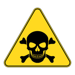 Skull and bones warning sign danger Royalty Free Vector