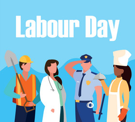 Labour day professional workers group happy Vector Image