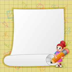 Border template with happy school kid Royalty Free Vector