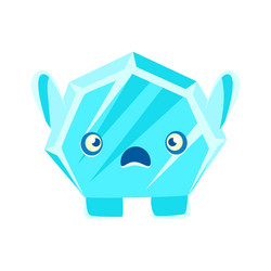 Cute yellow crystal stone with vexed face cartoon Vector Image