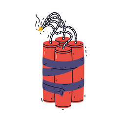 Dynamite red stick explode as explosive Royalty Free Vector