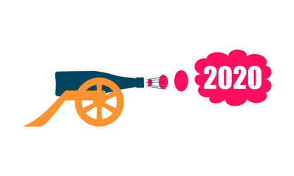 Wine bottle cannon shoot Royalty Free Vector Image